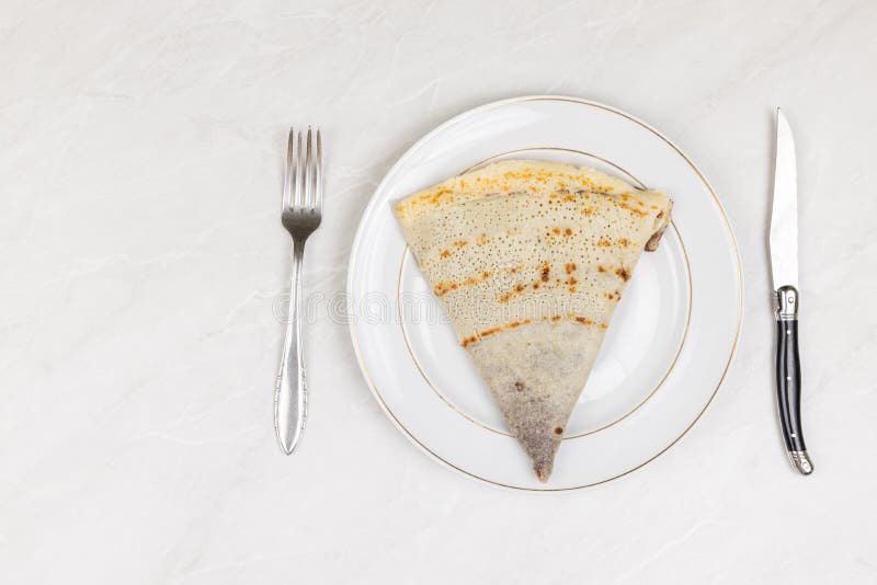 Triangle Pancake with Chocolate Served on the Plate Stock Photo - Image ...