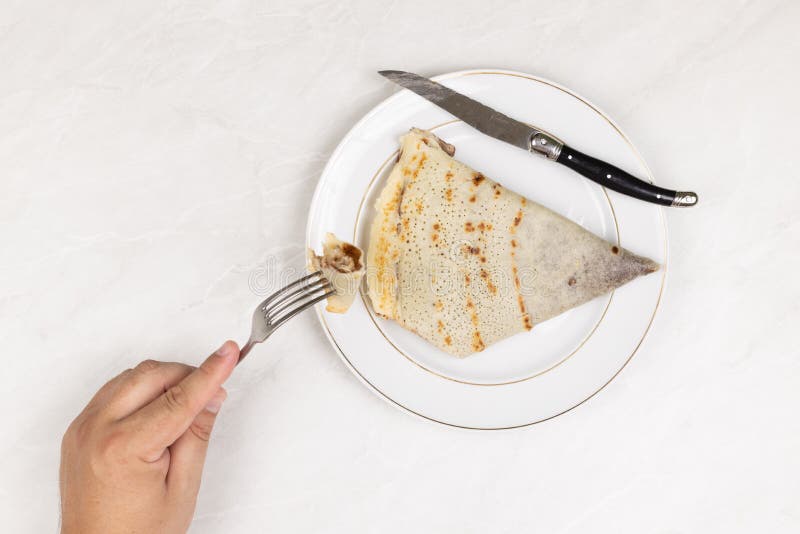 Triangle Pancake with Chocolate Served on the Plate Stock Image - Image ...