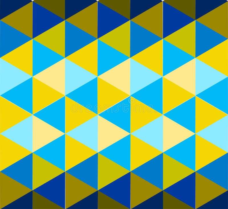 Triangle Pattern in Blue and Yellow Color Shades Stock Illustration ...