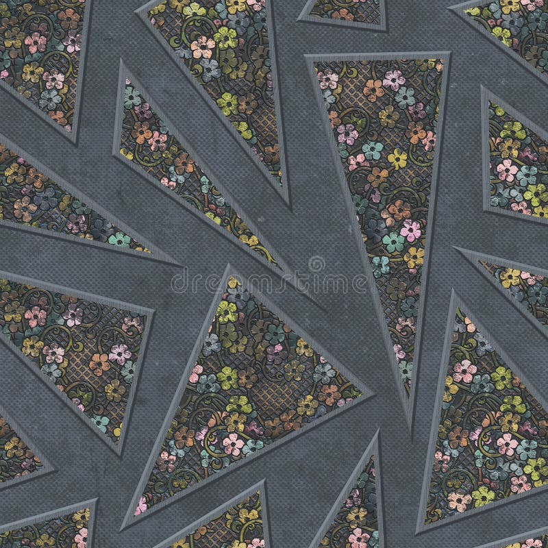 Triangle Pattern on Carved Grunge Background Seamless Texture, 3d ...
