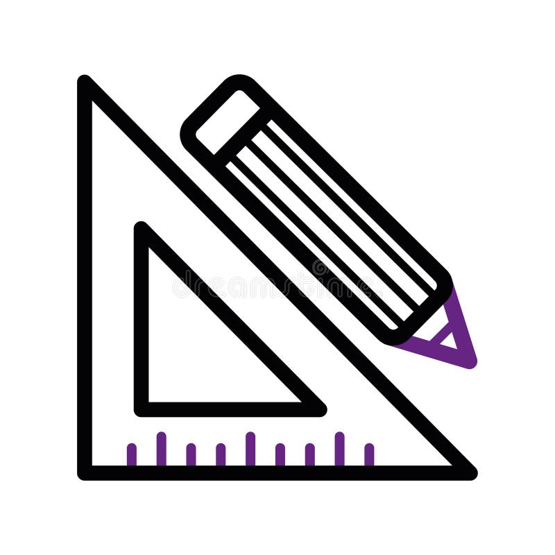 Triangle and Pencil Icon with Purple Accents Vector Stock Vector ...