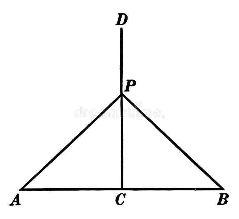 Triangle with Perpendicular Bisector Vintage Illustration Stock Vector ...