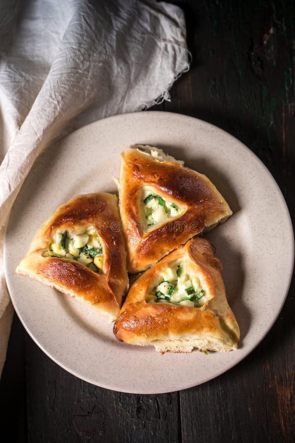 Triangle pie, top view stock photo. Image of gourmet - 128072860