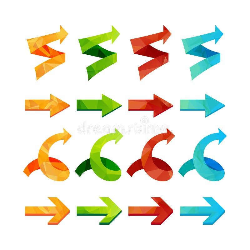 Triangle Polygonal Arrows Set Stock Illustration - Illustration of next ...