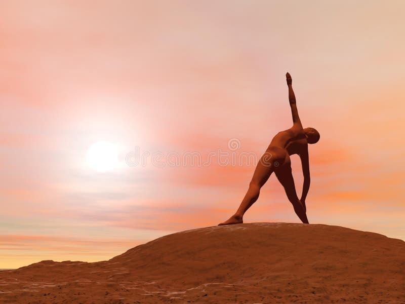 Triangle Pose, Trikonasana - 3D Render Stock Illustration ...