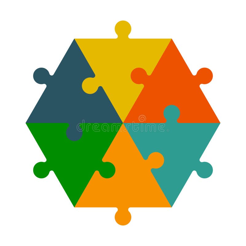 Triangle Puzzle Piece. a Hexagon Made of Coloured Triangular Puzzle ...