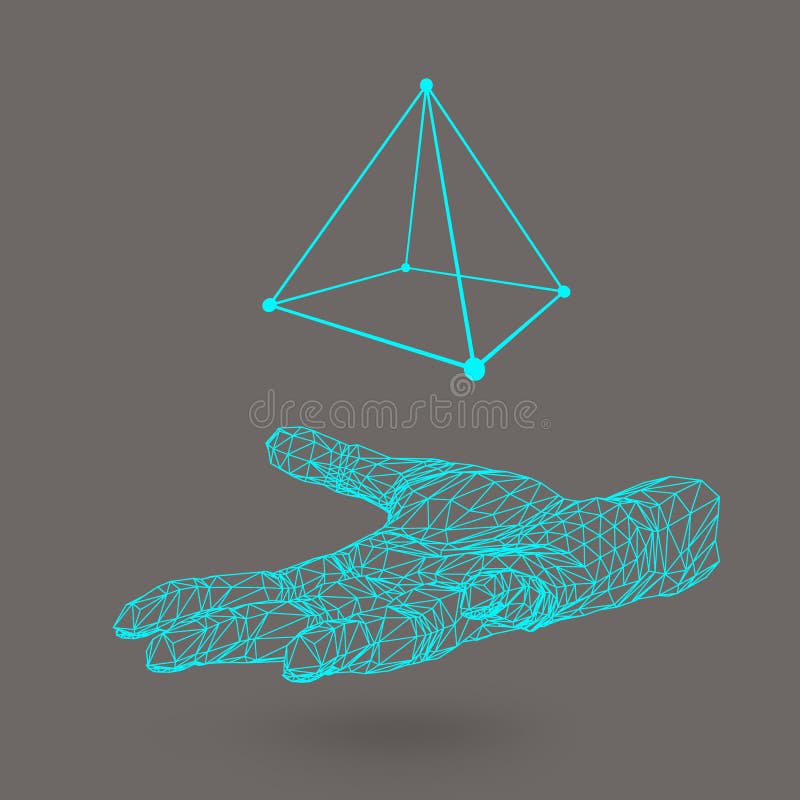 Triangle Pyramid on the Arm. the Hand Holding a Stock Vector ...