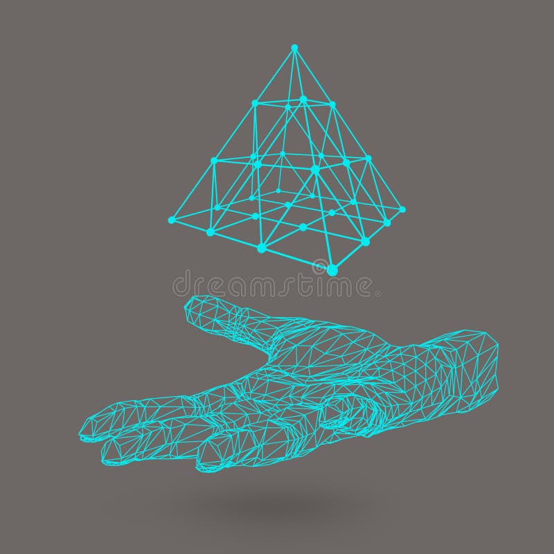 Triangle Pyramid on the Arm. the Hand Holding a Stock Vector ...