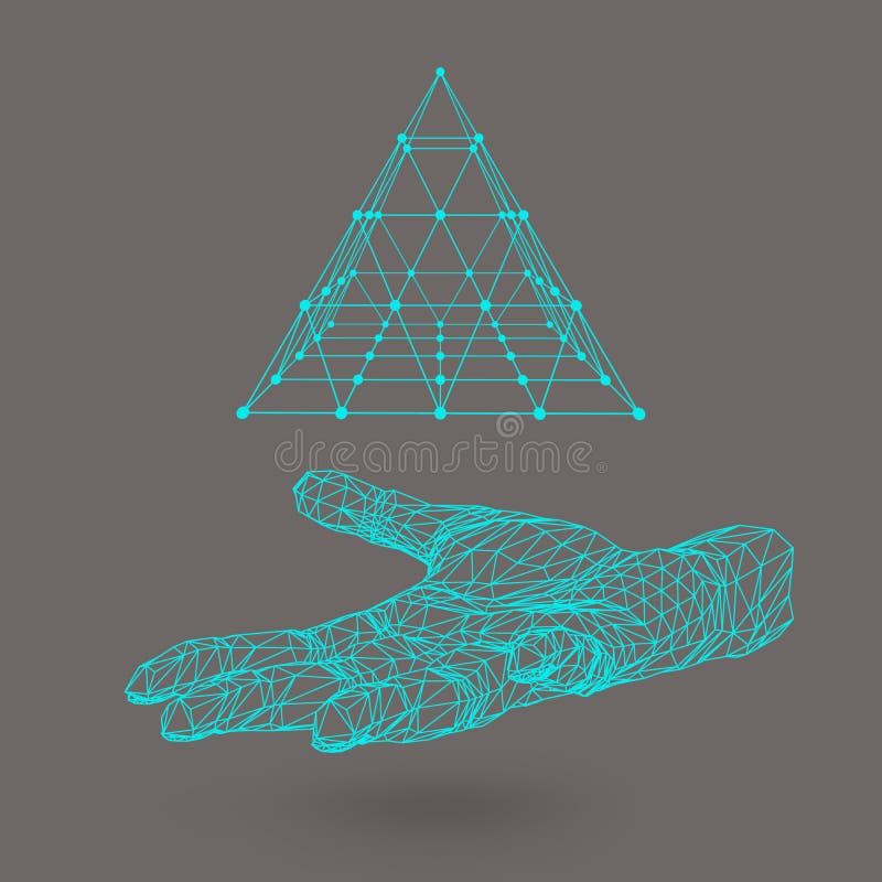 Triangle Pyramid on the Arm. the Hand Holding a Stock Vector ...