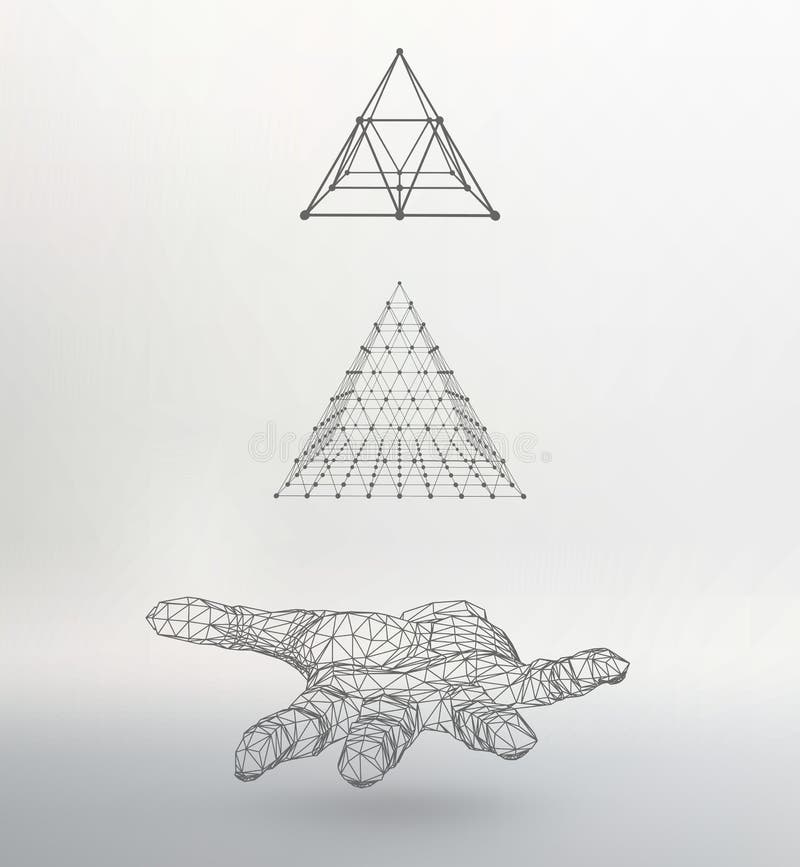 Triangle Pyramid on the Arm. the Hand Holding a Pyramid. Polygon ...