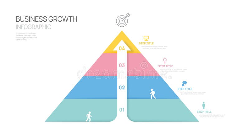Triangle Pyramid Chart Infographic Arrow Flat Vector Diagram 4 Steps ...