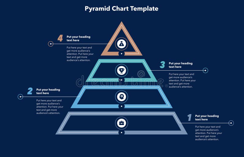 Triangle Pyramid Chart Template with 4 Sections - Dark Version Stock ...