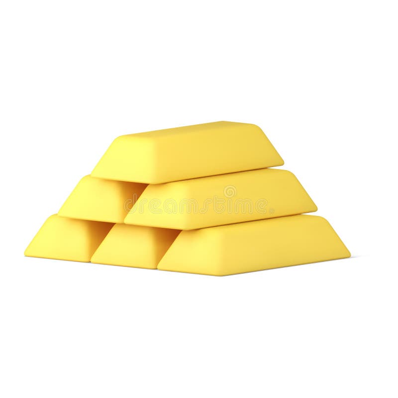 Triangle Pyramid Golden Bullion Stack Front Side View 3d Icon Realistic ...