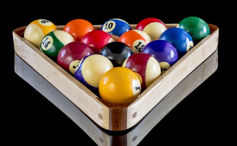 Pool Balls Racked and Ready for a Game on White Background Stock Image ...