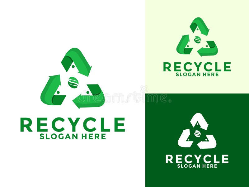 Triangle Recycle Ecology with Leaf Logo, Eco and Save Planet Logo ...
