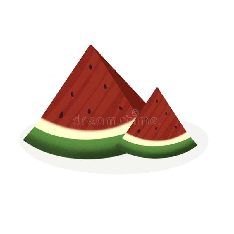 Triangle Red Watermelon Slice Fruit Illustration Stock Illustration ...