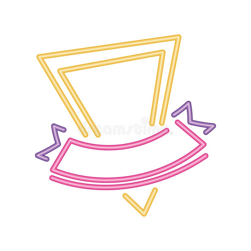 Triangle and Ribbon Neon Light Label Stock Vector - Illustration of ...