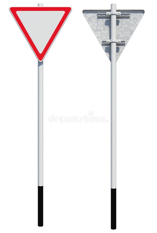 Triangle Road Sign. Front and Back View Stock Illustration ...