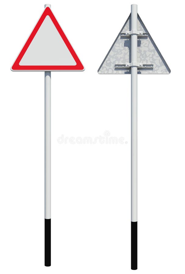 Triangle Road Sign. Front and Back View Stock Illustration ...