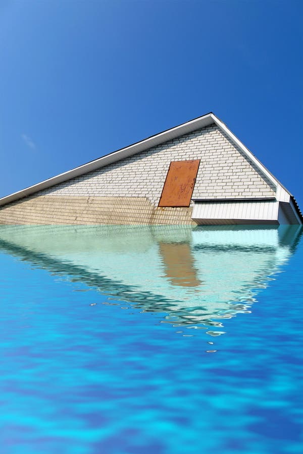 Triangle Roof from White Brick Under Water, Sky, Stock Photo - Image of ...