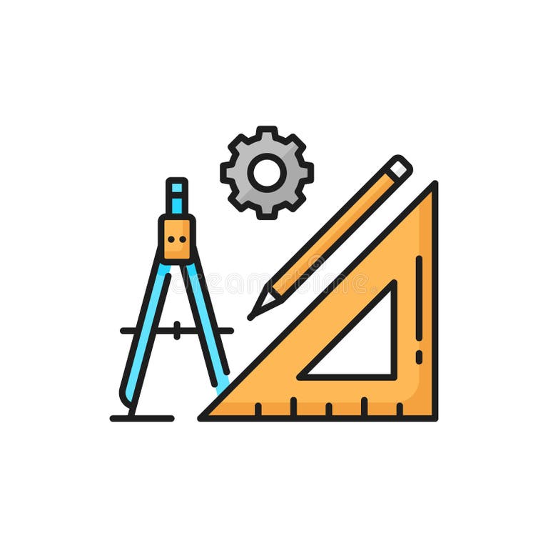 Triangle Ruler and Compass Pencil Architect Tools Stock Vector ...