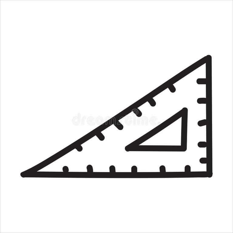 Triangle Ruler Doodle Vector Illustration Isolated on White Stock ...