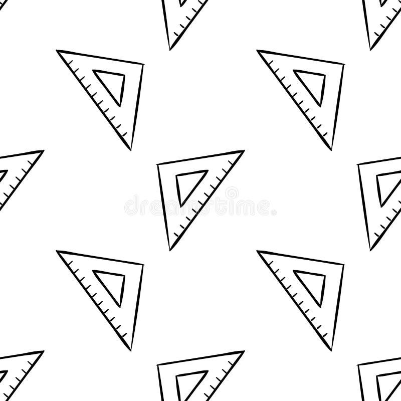 Triangle Ruler Hand Drawn Sketch. Seamless Pattern Stock Vector ...