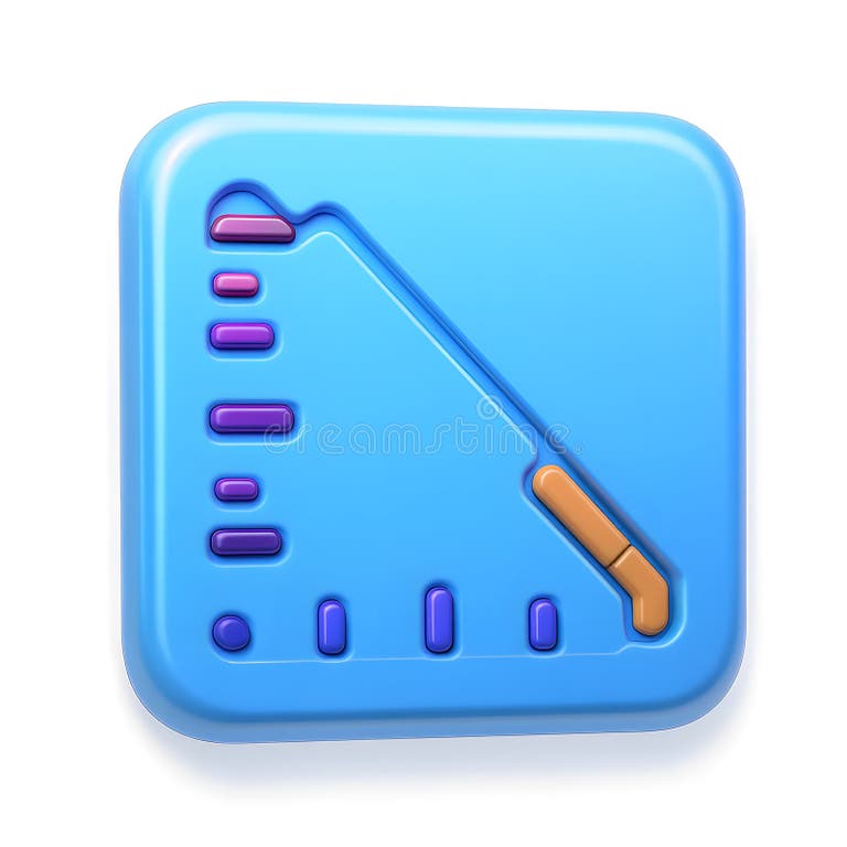 Triangle Ruler Icon, Blue Square Button Stock Illustration ...