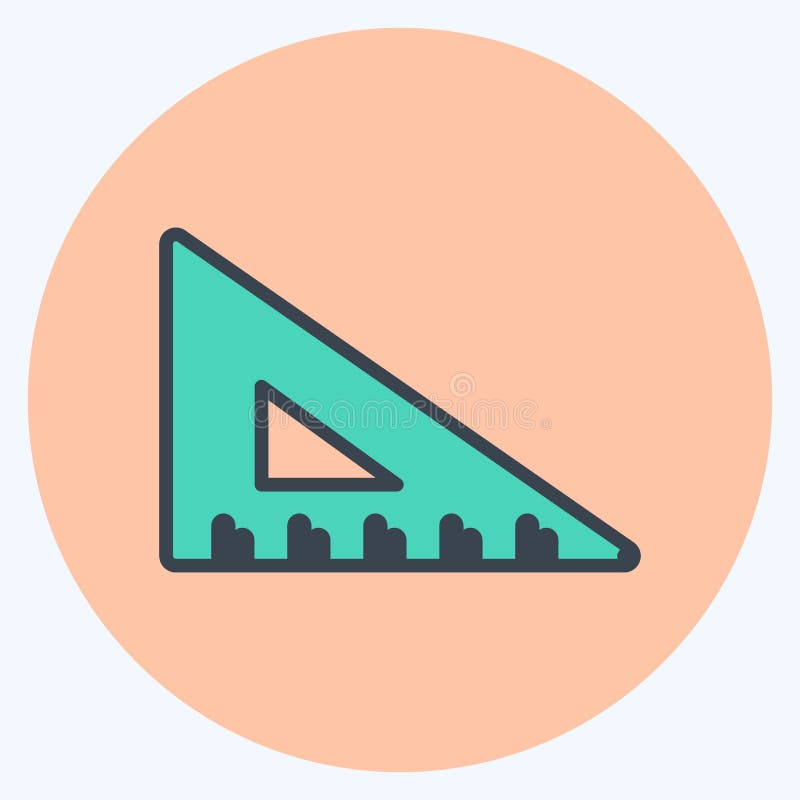Triangle Ruler Icon in Trendy Color Mate Style Isolated on Soft Blue ...