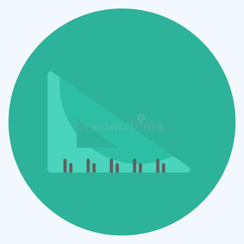 Triangle Ruler Icon in Trendy Flat Style Isolated on Soft Blue ...