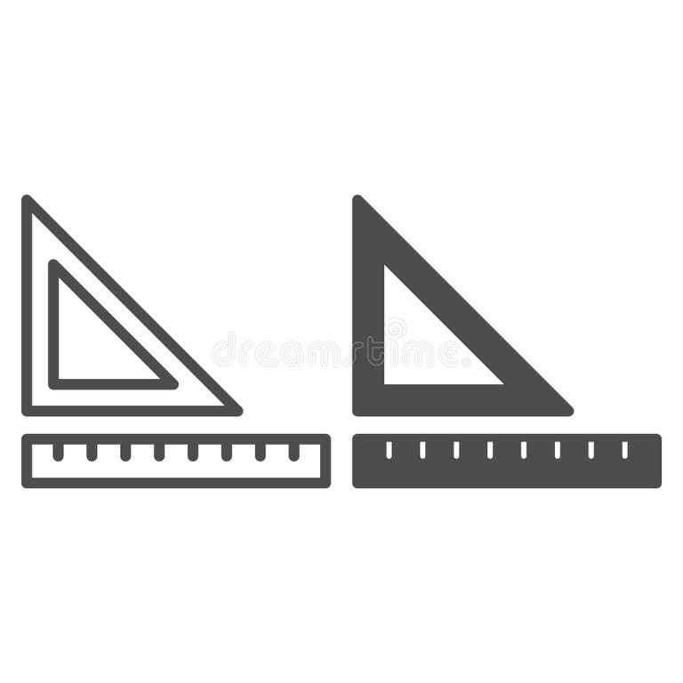 Triangle Ruler Line and Solid Icon, Geometry Tool Concept. Vector ...