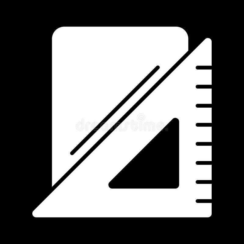 Triangle Ruler and a Pencil Vector Icon. Black and White Illustration ...