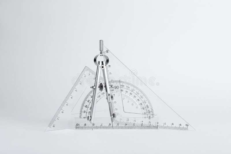Triangle Ruler with Measuring Length Markings on Blackboard, Top View ...