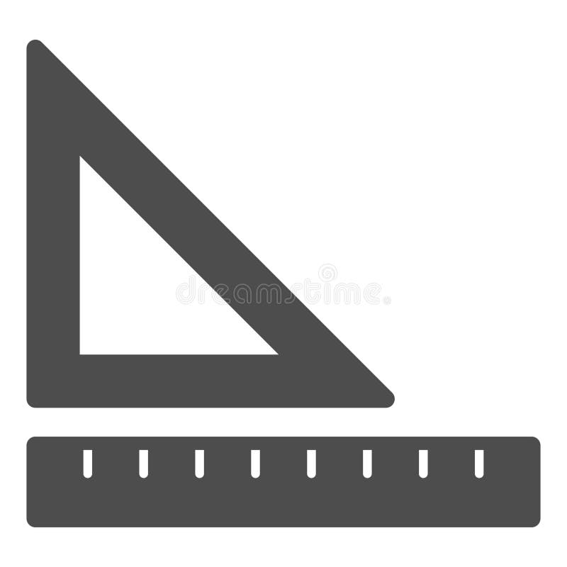 Triangle Ruler Solid Icon, Geometry Tool Concept. Vector Graphics Stock ...