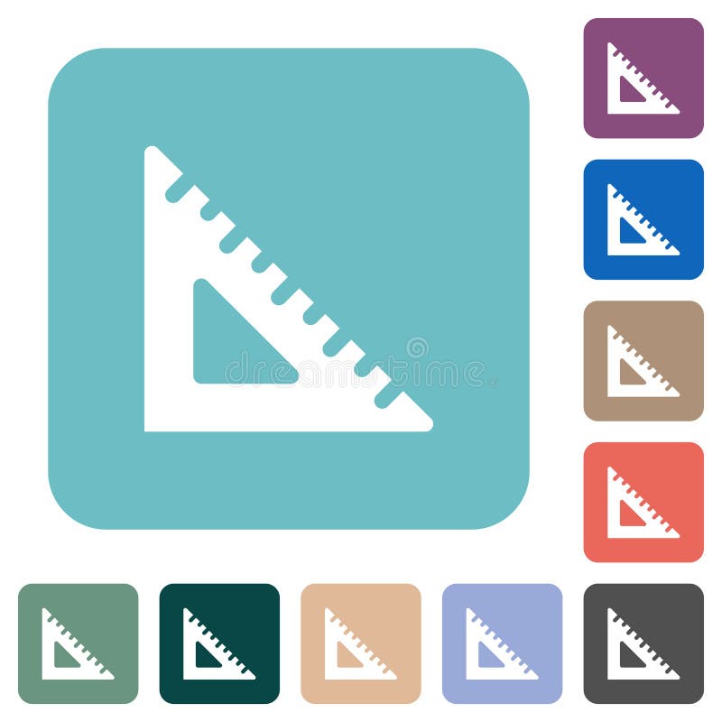 Triangle Ruler Solid Rounded Square Flat Icons Stock Vector ...