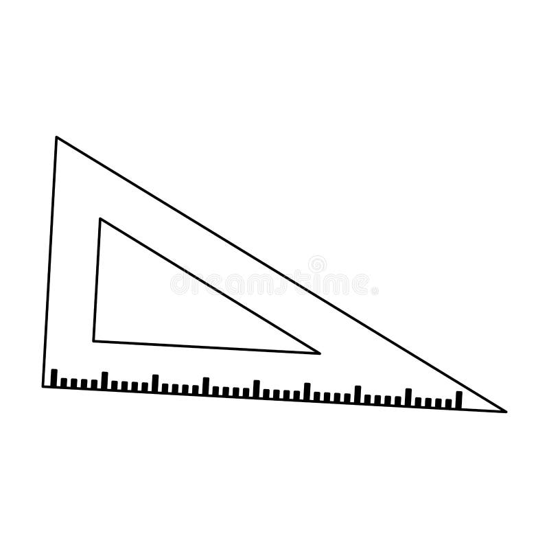 Triangle Ruler Symbol Black and White Stock Vector - Illustration of ...