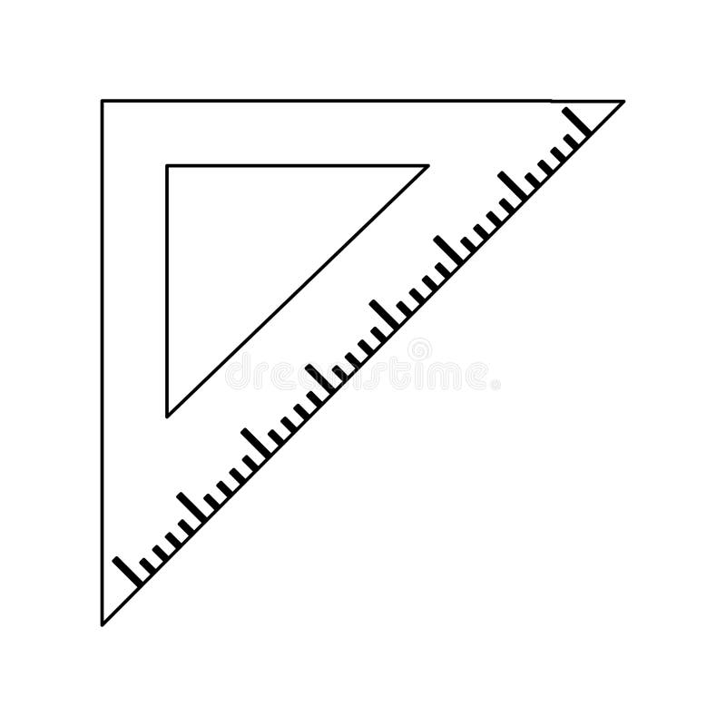 Triangle Ruler Symbol Black and White Stock Vector - Illustration of ...