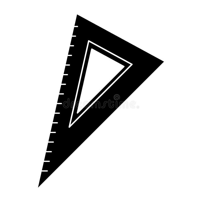 Triangle Ruler Symbol Black and White Stock Vector - Illustration of ...