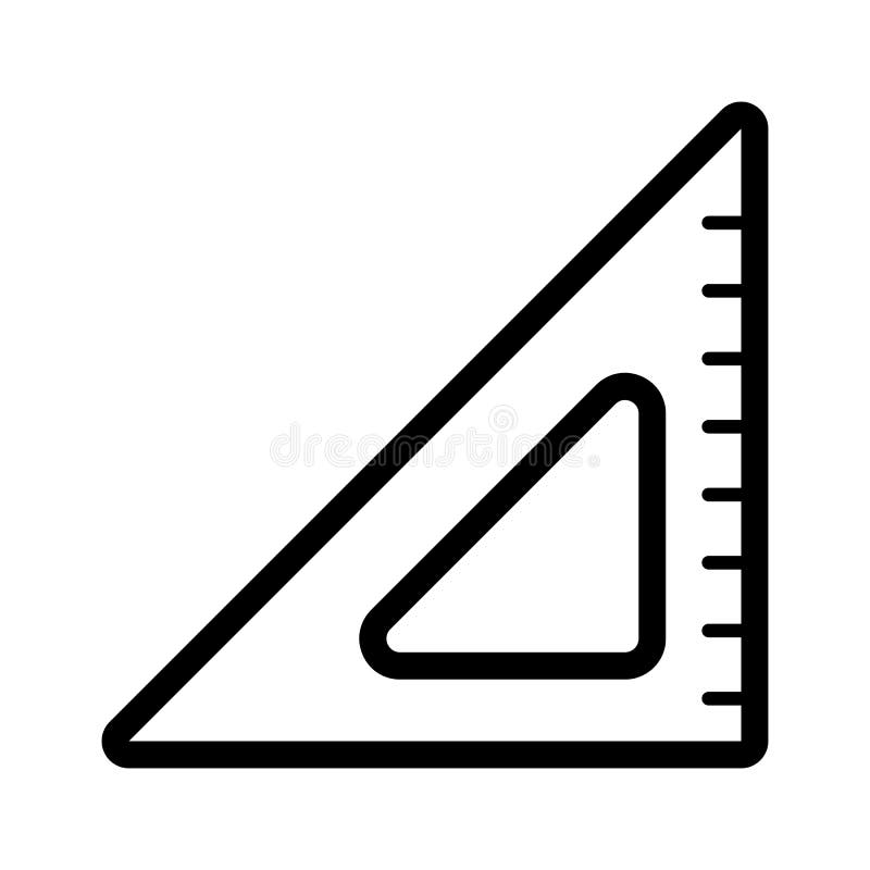 Triangle Ruler Vector Icon. Black and White Illustration of School ...