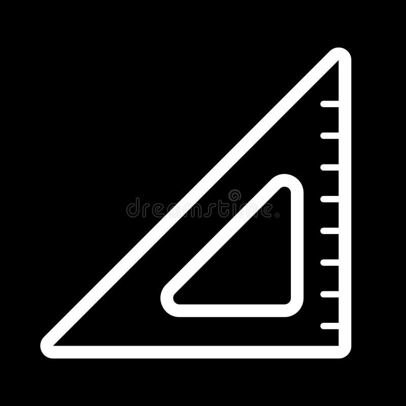 Triangle Ruler Vector Icon. Black and White Illustration of School ...