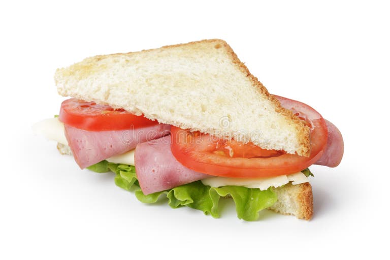 Triangle Sandwich with Ham, Cheese and Vegetables Stock Image - Image ...