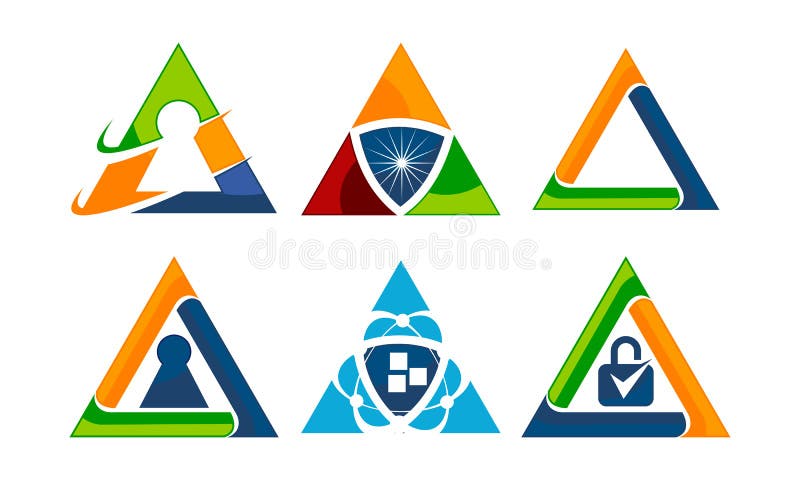 Shield Triangle Emblem Logo Blank Template Set Stock Vector ...