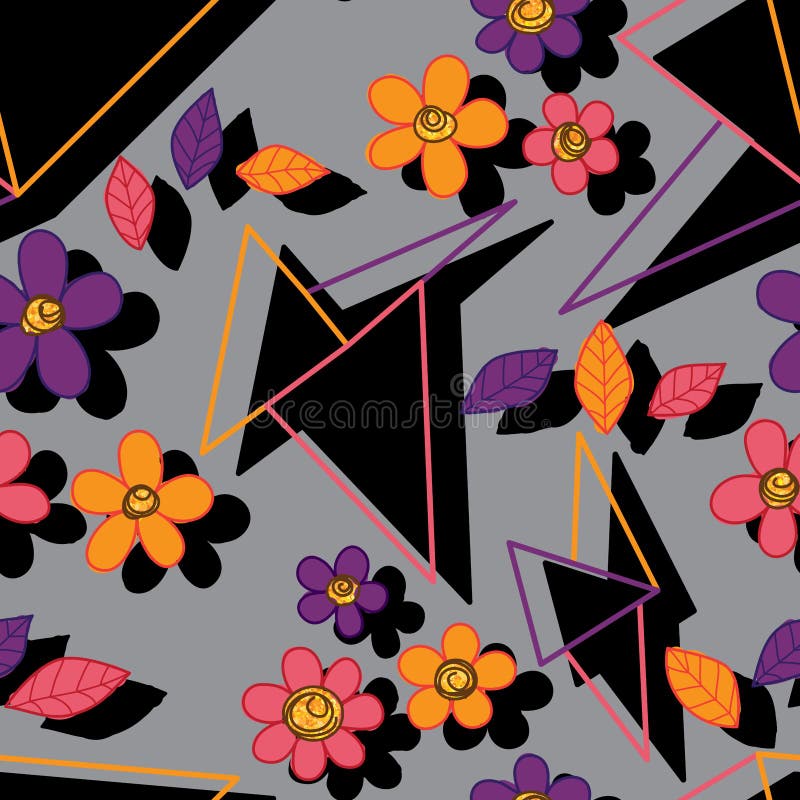 Triangle Serious with Flower Free Seamless Pattern Stock Vector ...