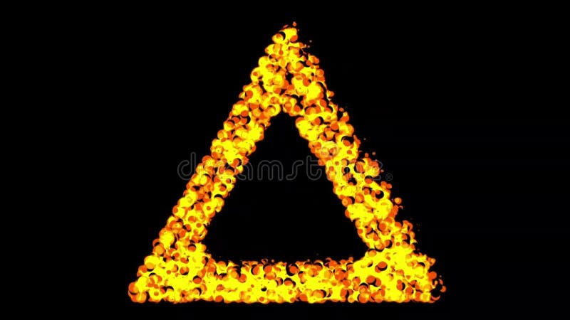 Triangle Shape with Fire Particles Effect on Plain Black Background ...