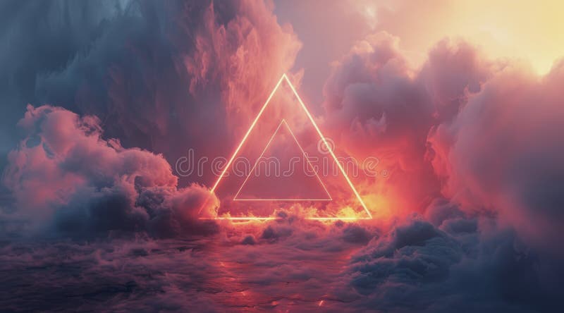Triangle Shape Floating in Pink Clouds Stock Photo - Image of soft ...