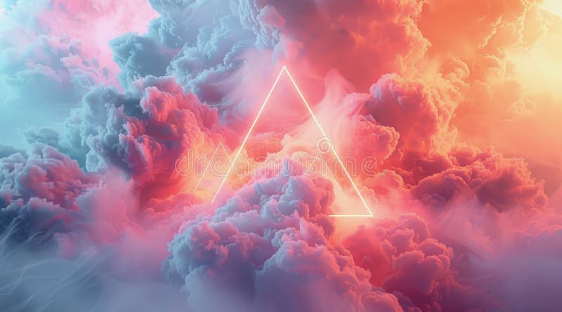 Triangle Shape Floating in Pink Clouds Stock Photo - Image of shape ...