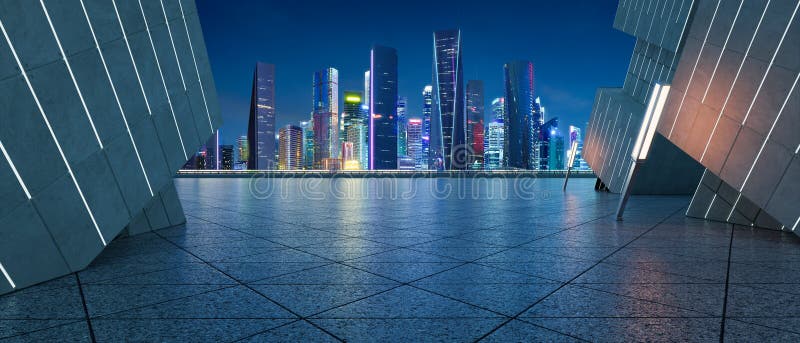 Triangle Shape Marble Ground with Contemporary Buildin Stock ...