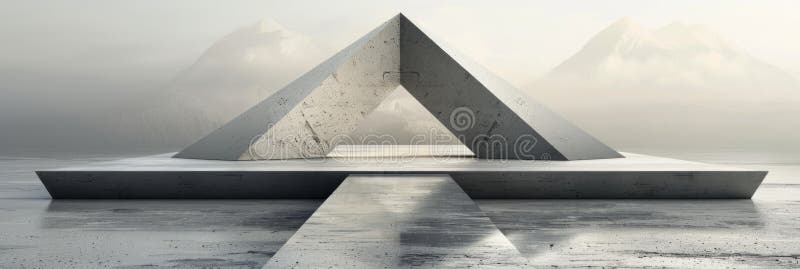 A Triangle Shape Rests Atop a Mountain Peak Against a Clear Blue Sky ...