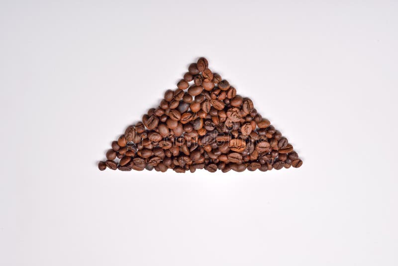 Triangle Shape of Roasted Coffee Beans on White Background. Love Stock ...