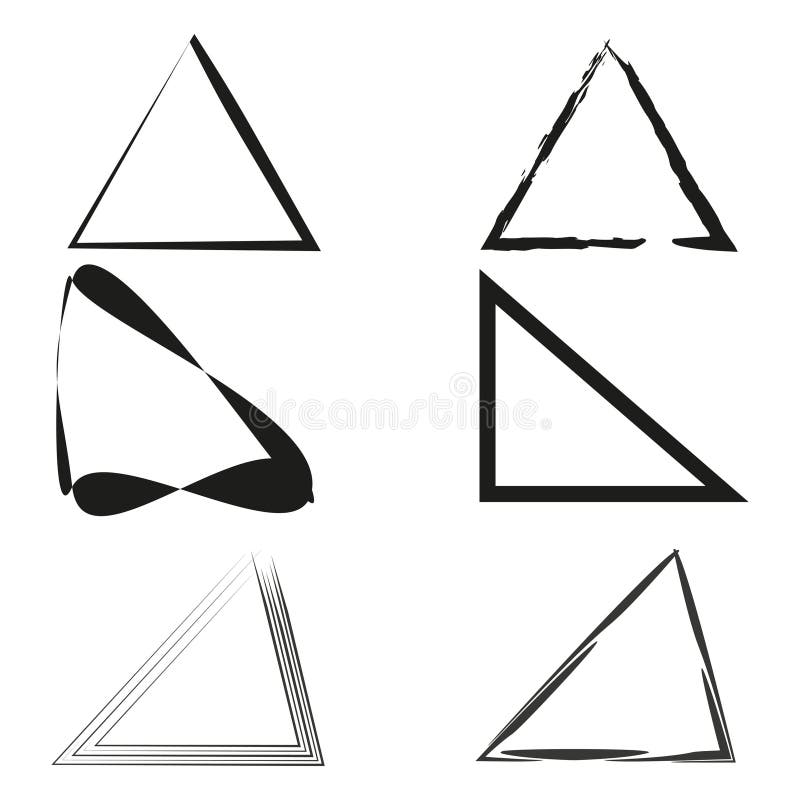 Triangle Shape Set. Geometric Design Vector. Six Unique Styles. Black ...